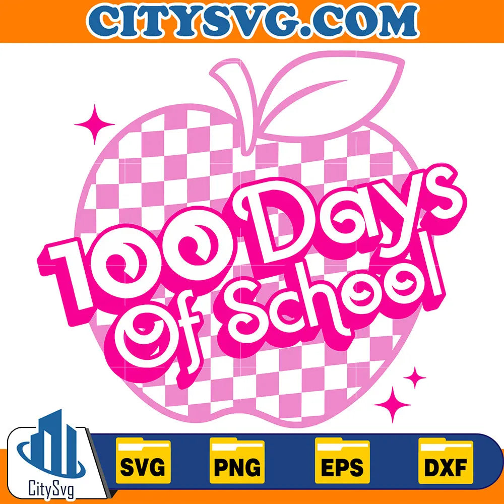 100 Days Of School Pink Apple Svg – CITYSVG