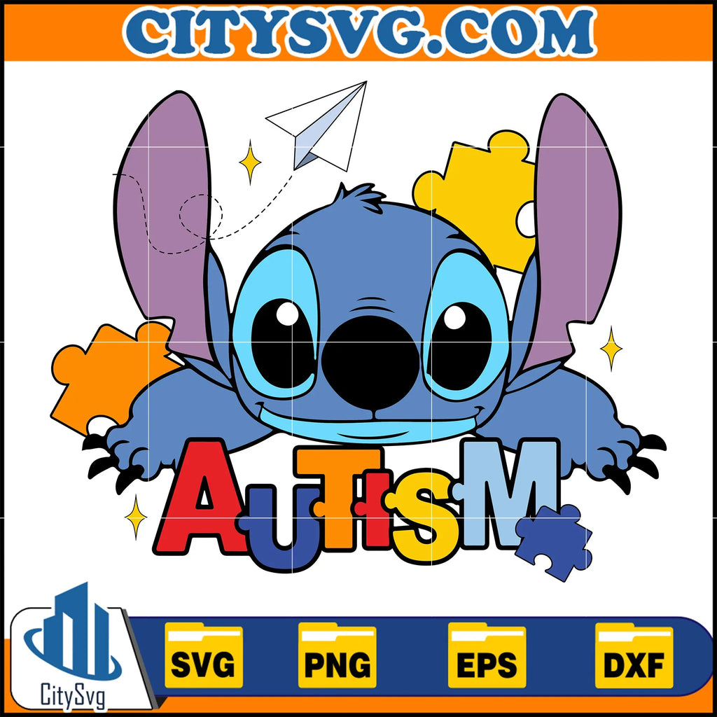 Autism Stitch Svg, Funny Dog And Friends, Character Cartoon Friends, I ...