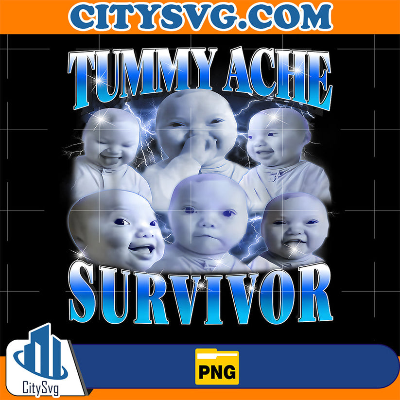 Baby Meme Tummy Ache Survivor Funny Gen Z Meme Brainrot Png – CITYSVG