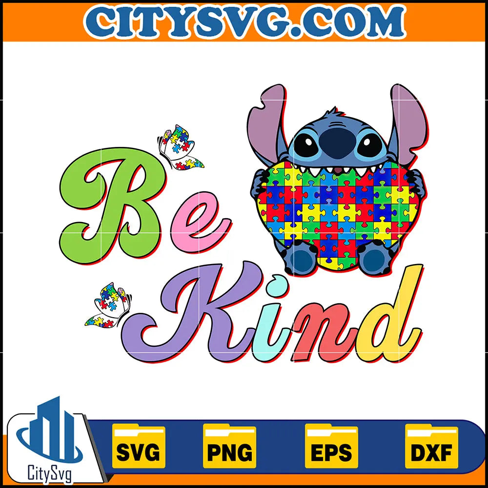 Be Kind Stitch Autism Svg, Cartoon Autism Svg, Autism Awareness, Autis ...