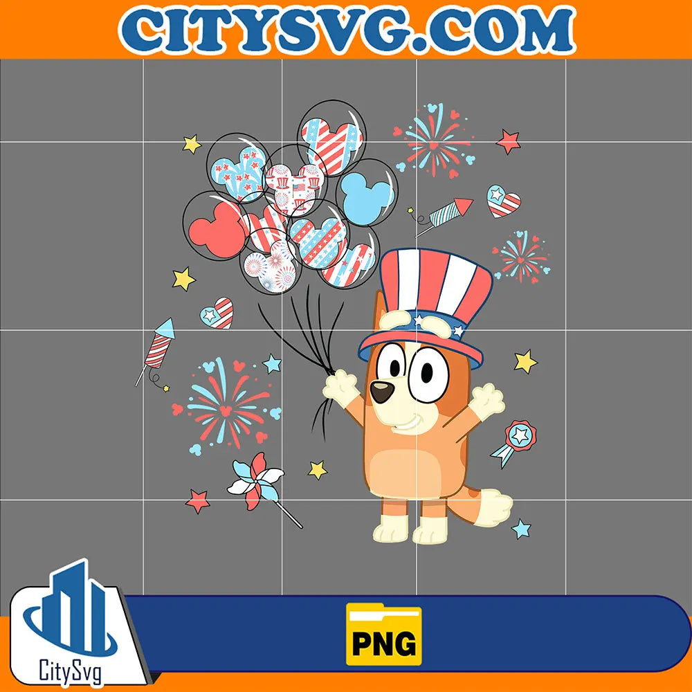 Bluey Bingo 4th Of July Png, Cartoon 4th Of July Png, Party in USA png ...