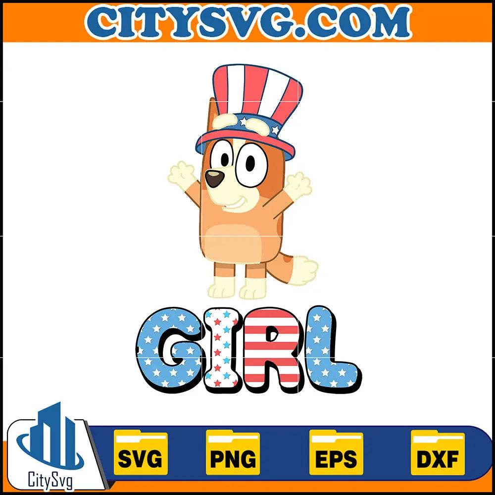 Bluey Bingo Girl 4th Of July Svg, Cartoon 4th Of July Svg, Party in US ...