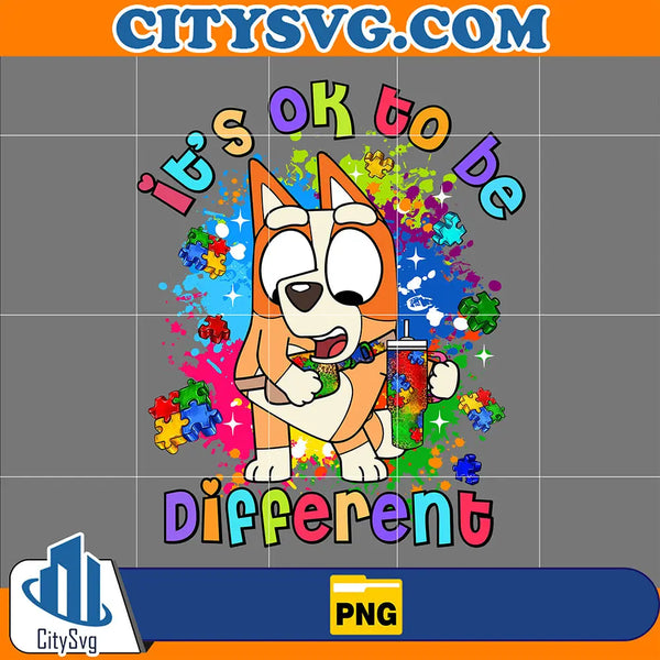 Bluey Bingo It's Ok To Be Different Png, Blue Dog Png, Blue Dog Birthd ...
