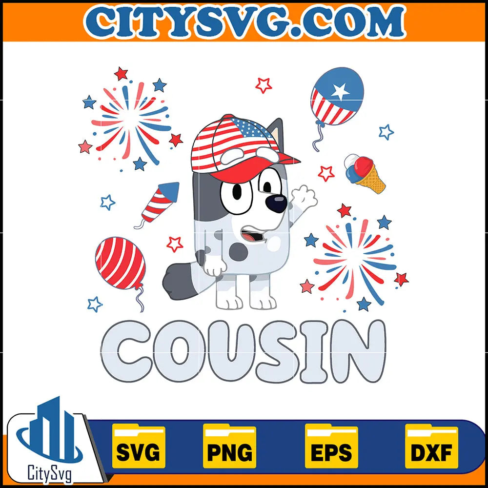 Bluey Granny Gladys Cousin 4th Of July Svg, Cartoon 4th Of July Svg, P ...