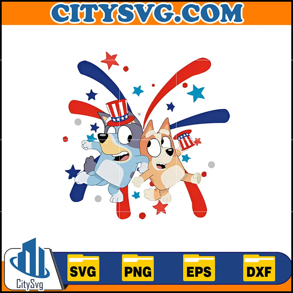 Bluey & Bingo 4th Of July Svg, 4th Of July Svg, Cartoon 4th Of July Sv ...