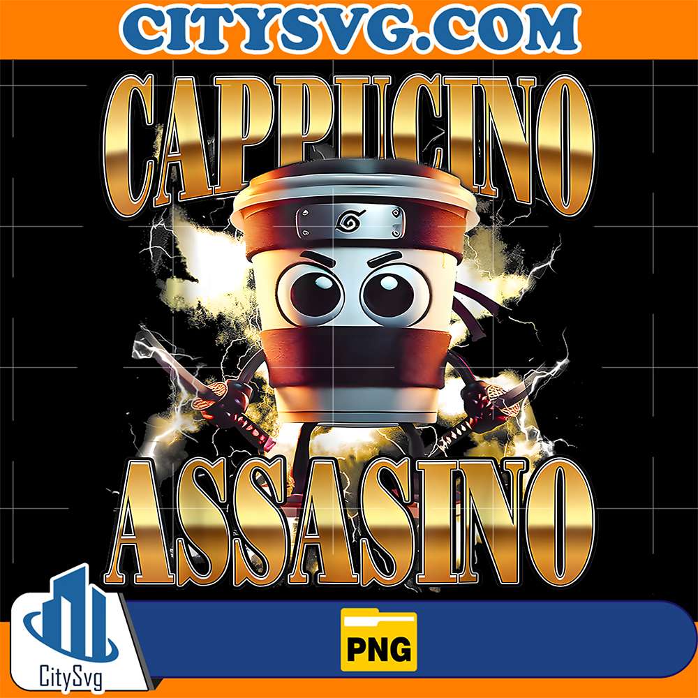 Cappuccino Assassino Coffee Lovers Italian Brainrot Meme Png – CITYSVG