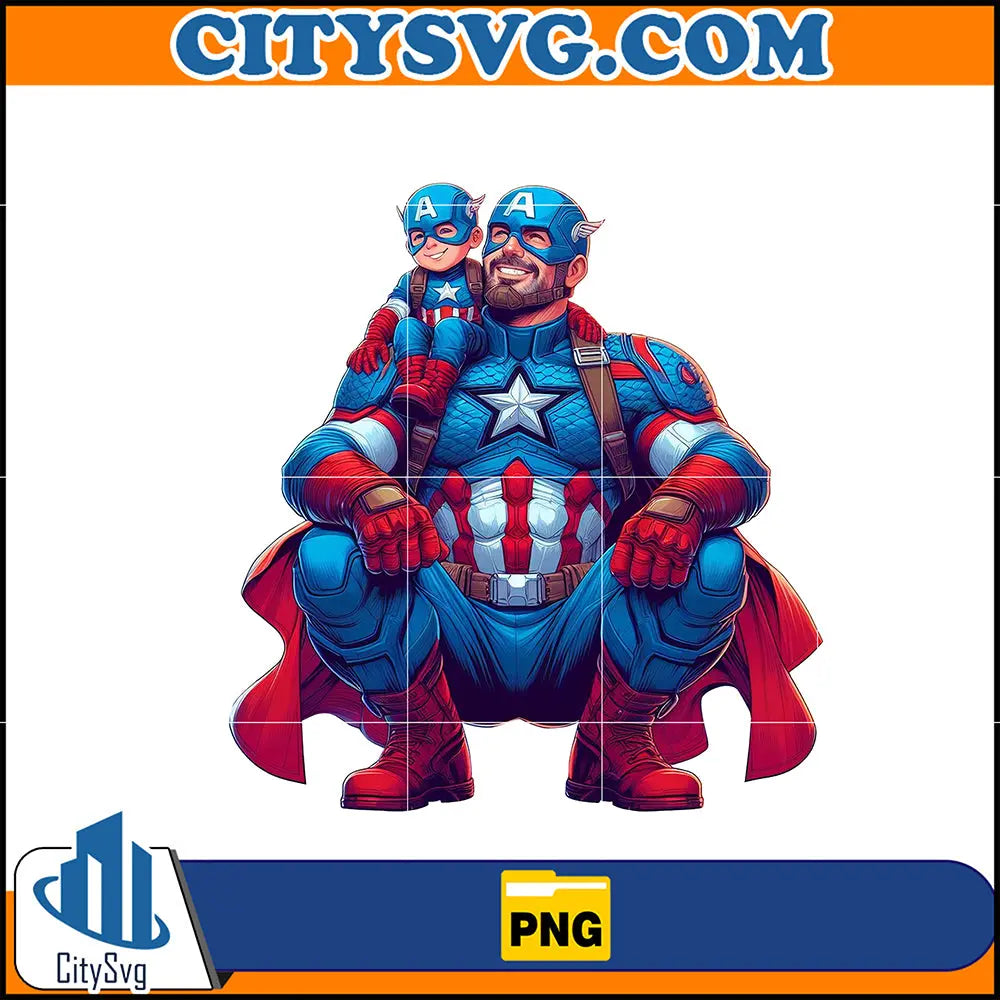 Captain America Dad And Son Png, Super Hero Dad And Son Png, Father's ...
