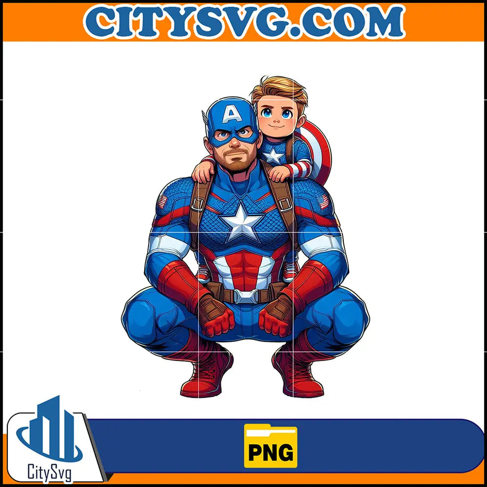 Captain America Dad And Son Png, Super Hero Dad And Son Png, Father's ...