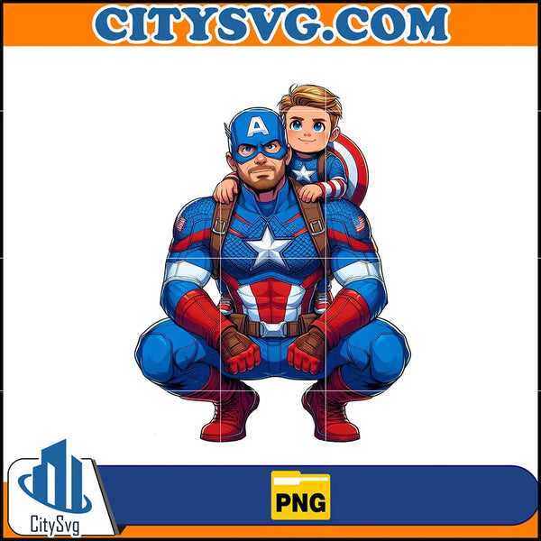 Captain America Dad And Son Png, Super Hero Dad And Son Png, Father's ...