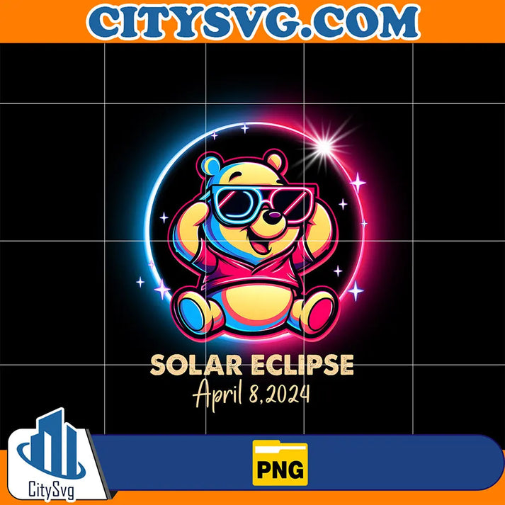 Cartoon Pooh Solar Eclipse April 8. 2024 Png, Cartoon Total Solar Ecli – CITYSVG