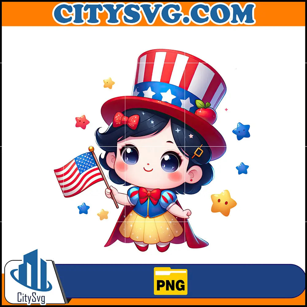 Cartoon Princess 4th of July Png, Princess Independence Day Png, Ameri ...