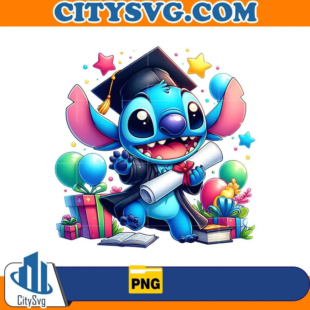 Cartoon Stitch Graduation 2024 Png, Cartoon Graduate Png, DN School Tr ...