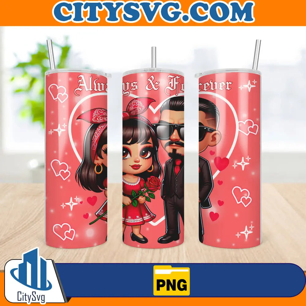 Chicano Always & Forever Couple Cholo Couple 20oz Tumbler Wrap Png ...