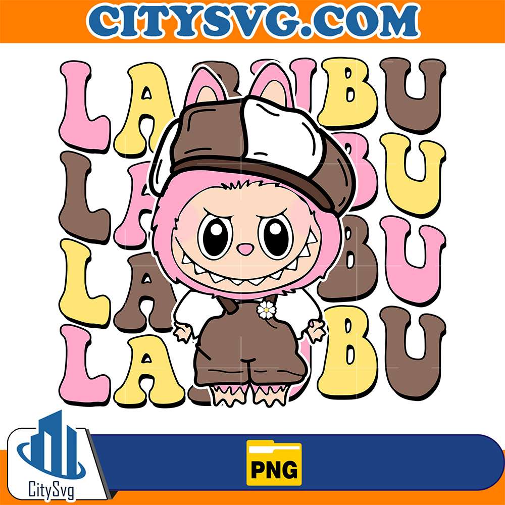 Cute Pink Labubu Kawaii Labubu In Brown Overalls And Cap Png – CITYSVG
