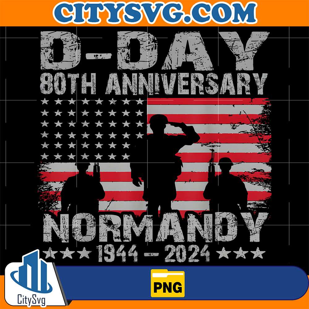 D-Day 80th Anniversary Normandy 1944 - 2024 US Flag Png – CITYSVG