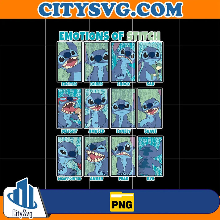 Disney Lilo & Stitch Emotions Of Stitch Panels Png – CITYSVG