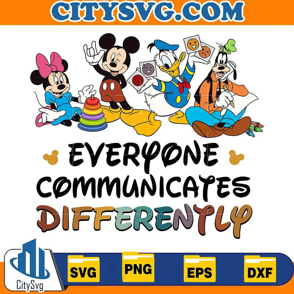 Disney Friends Autism Everyone Communicates Differently Svg – CITYSVG