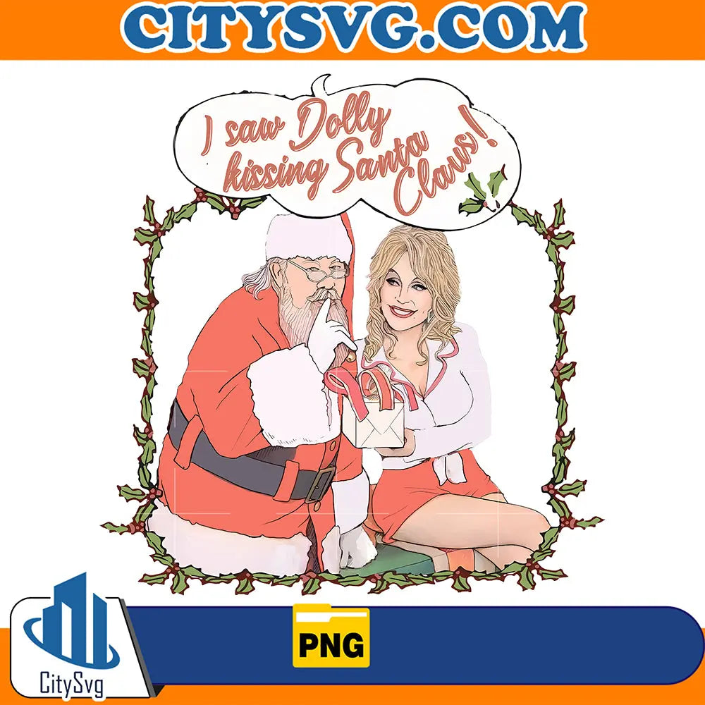 Dolly Parton I Saw Dolly Kissing Santa Pink Thrifted Christmas Png ...