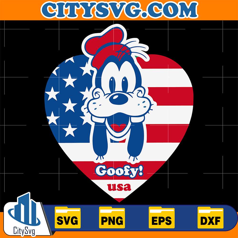 Goofy Usa American Heart Svg – CITYSVG
