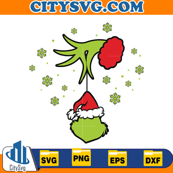 Grinch Hand Holding one Grinch Face Svg – CITYSVG