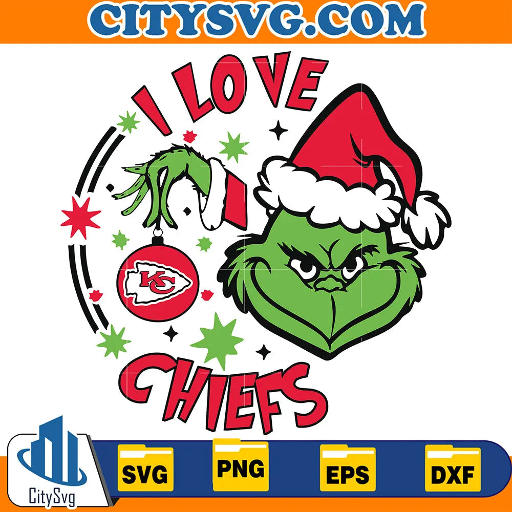 Grinch I Love Kansas City Chiefs Christmas Svg – CITYSVG