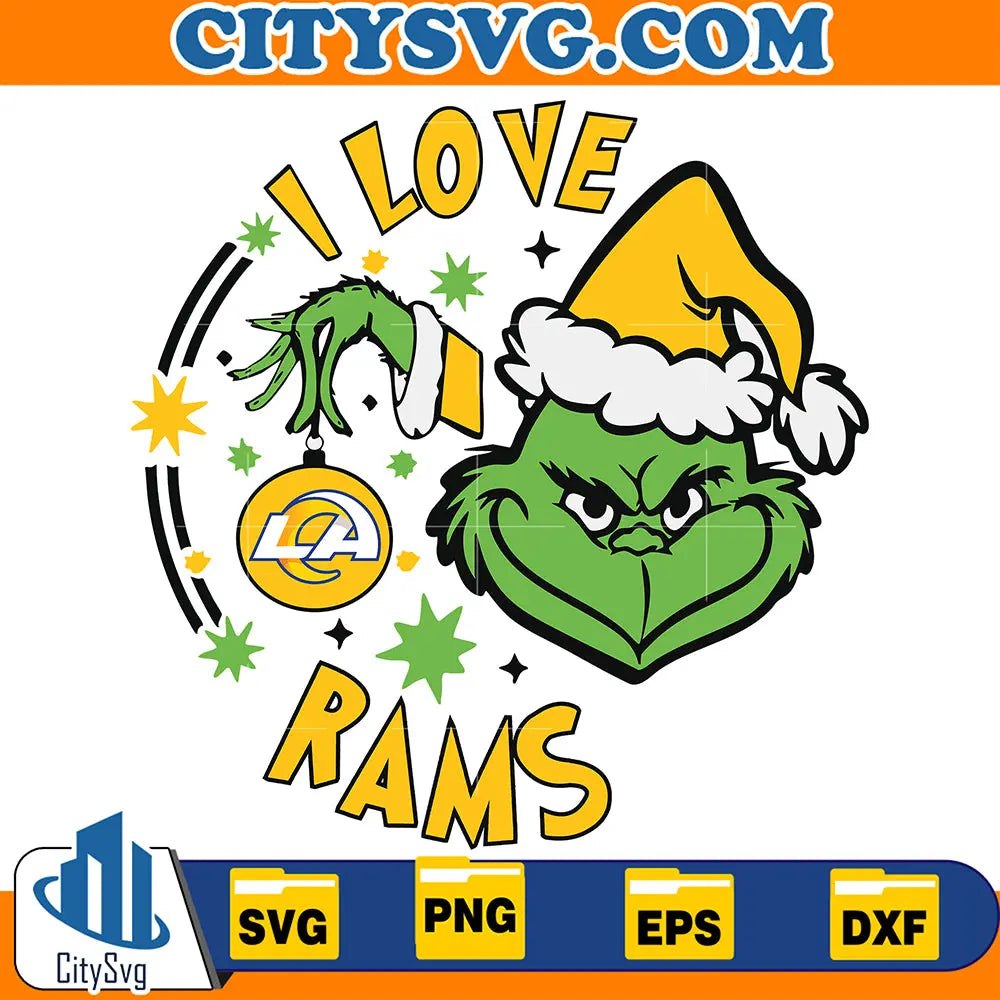 Grinch I Love Los Angeles Rams Christmas Svg – CITYSVG