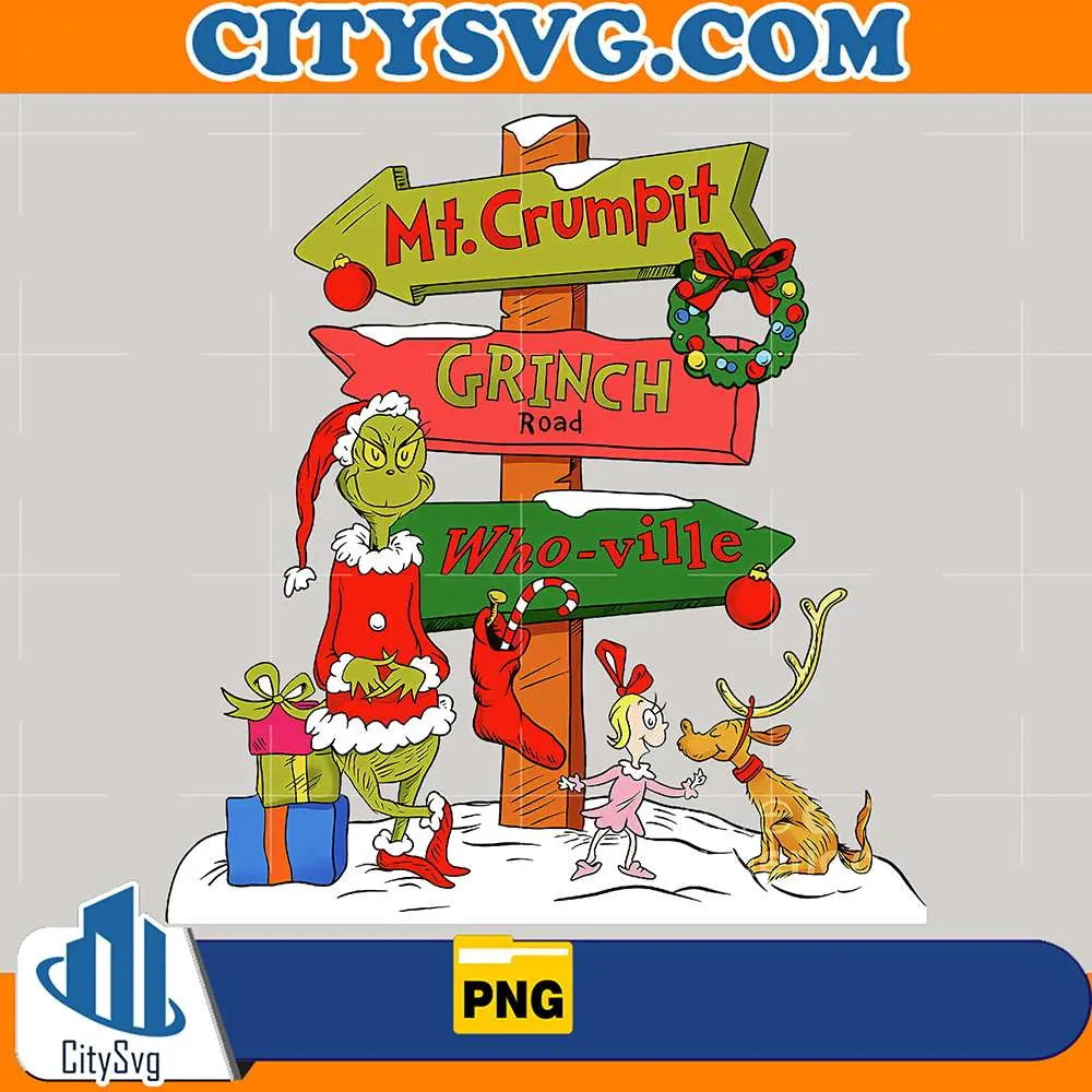Grinch Road Sign Christmas Png – CITYSVG
