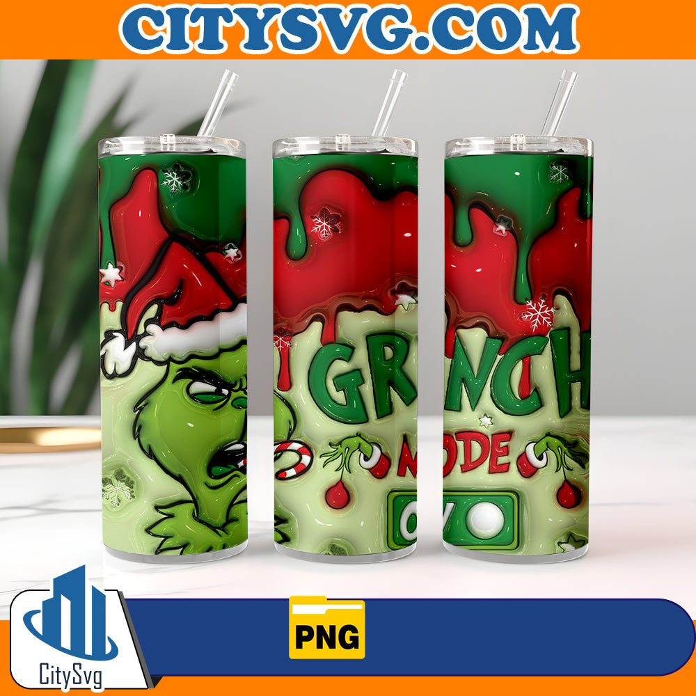 Grinch mode on Tumbler Png,Grinch Christmas 3D Tumbler Png – CITYSVG