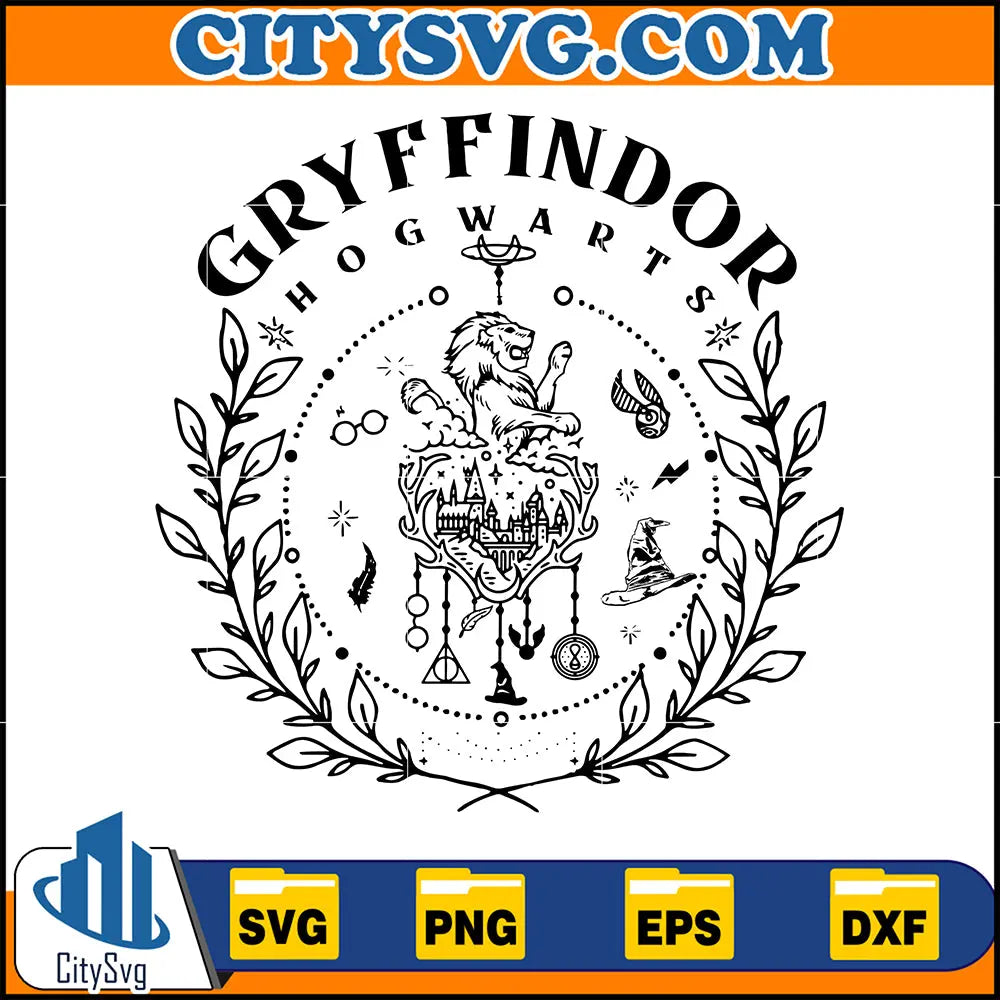 Gryffindor Hogwarts Svg, Magical World Svg, Wizardry Houses Symbol Sil ...