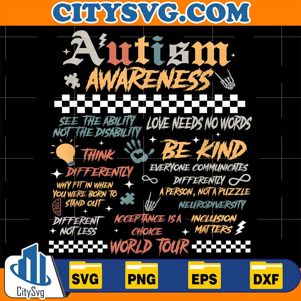 I Rock The Spectrum Autism World Tour Autism Awareness Svg – CITYSVG