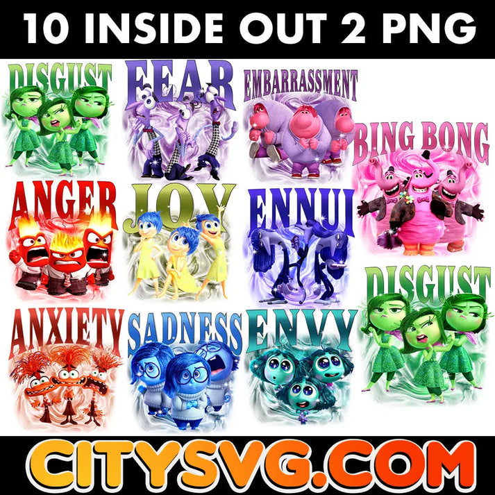 10 Inside Out Emotions PNG Bundle, Digital Download – CITYSVG