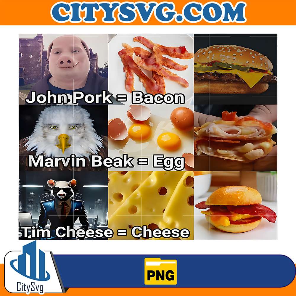 John Pork, Marvin Beak, Tim Cheese, Bacon Egg Cheese Png – CITYSVG