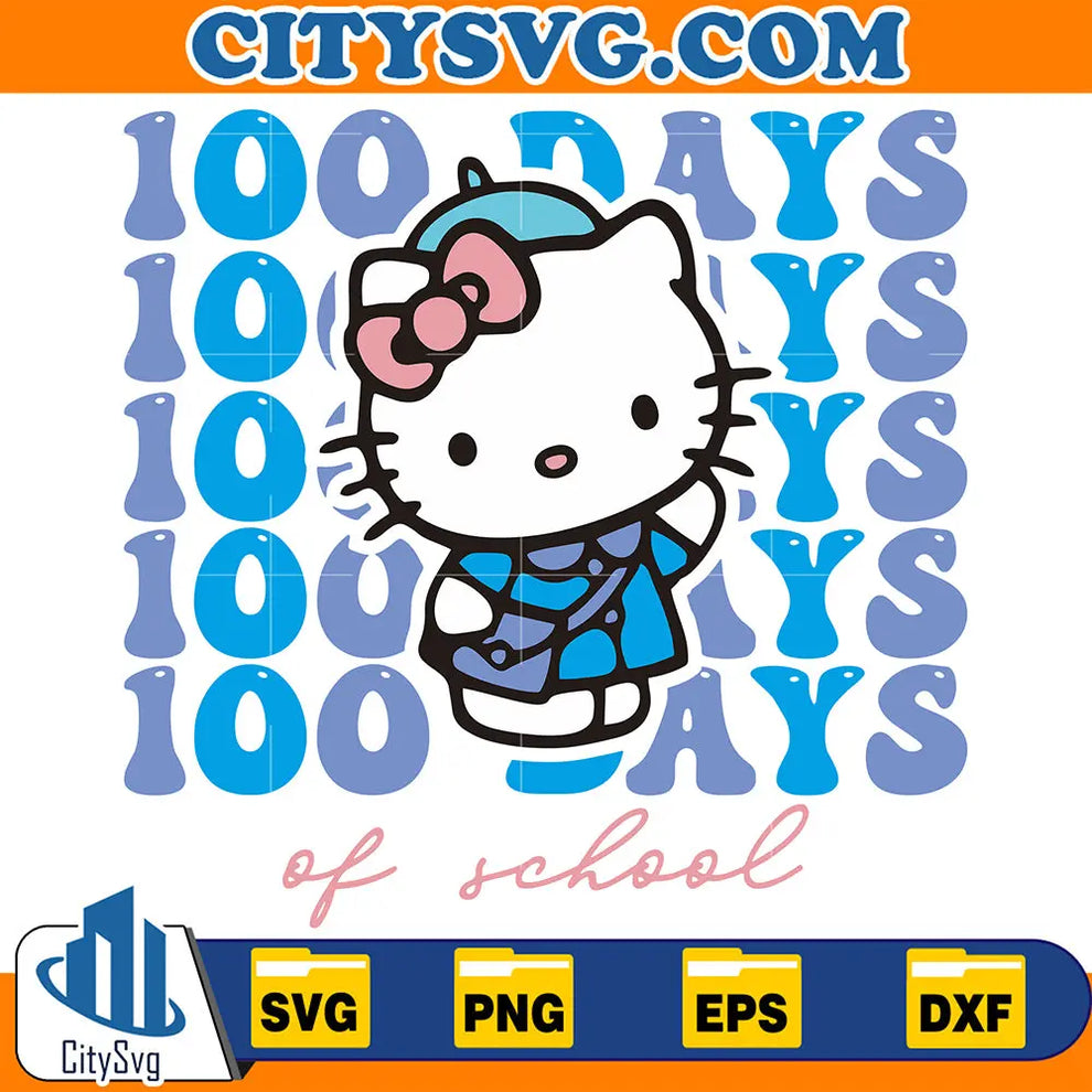 Kitty 100 Days Of School Svg – CITYSVG