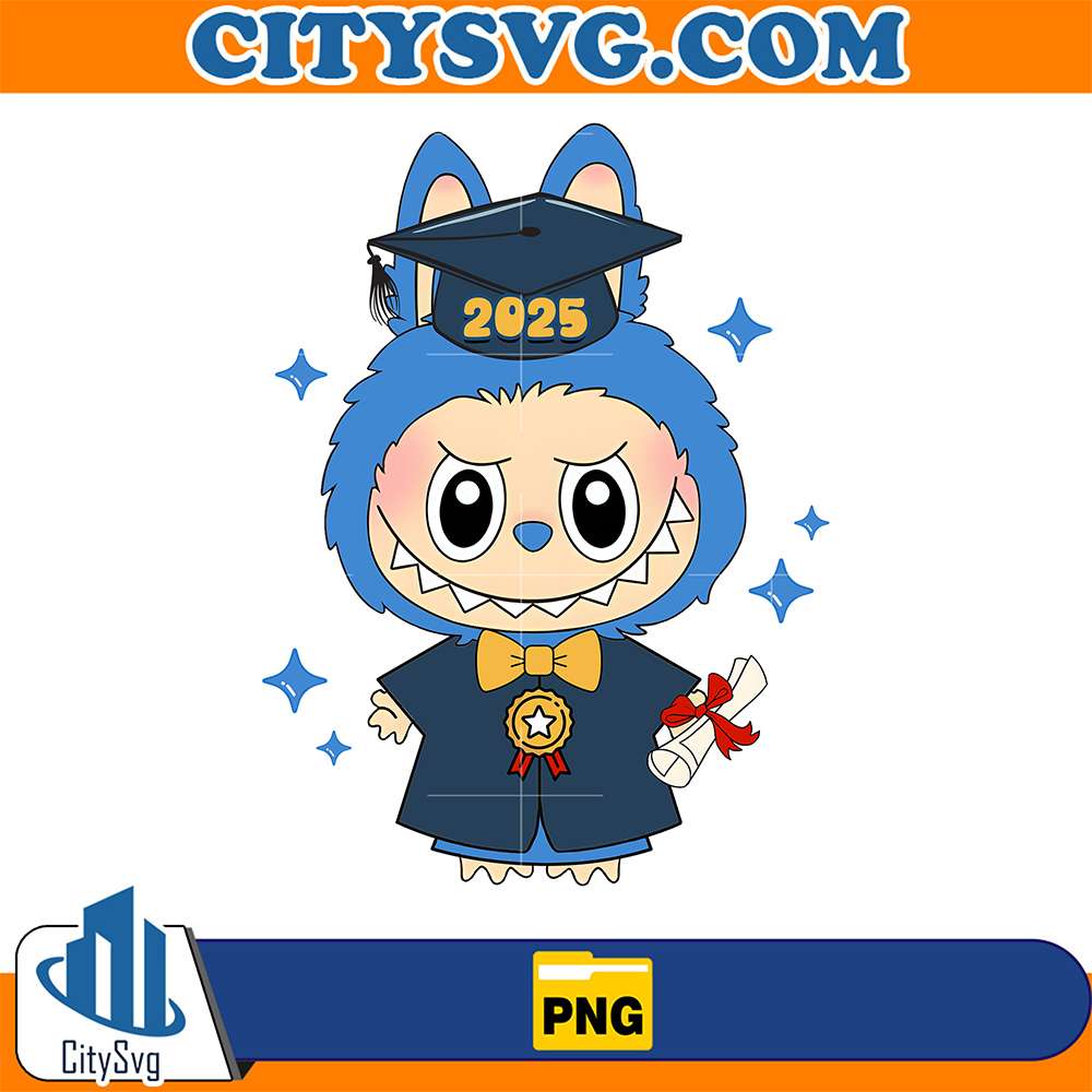 Labubu Graduation 2025 Blue Cap And Gown Png – CITYSVG
