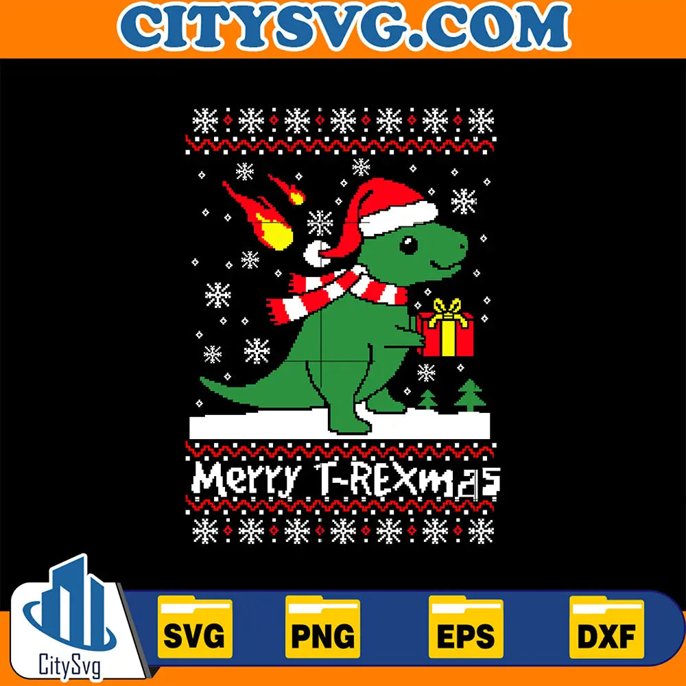 Merry T-Rexmas Ugly Christmas Svg – CITYSVG