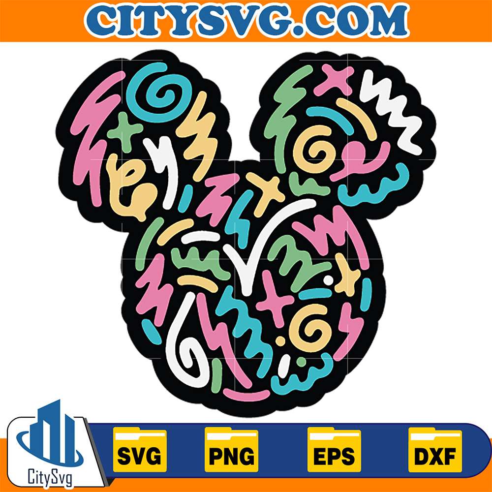 Mickey Colorful Head Outline Svg – CITYSVG