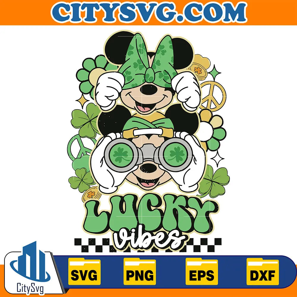 Mickey Minnie Patrick Day Lucky Vibes Svg – CITYSVG