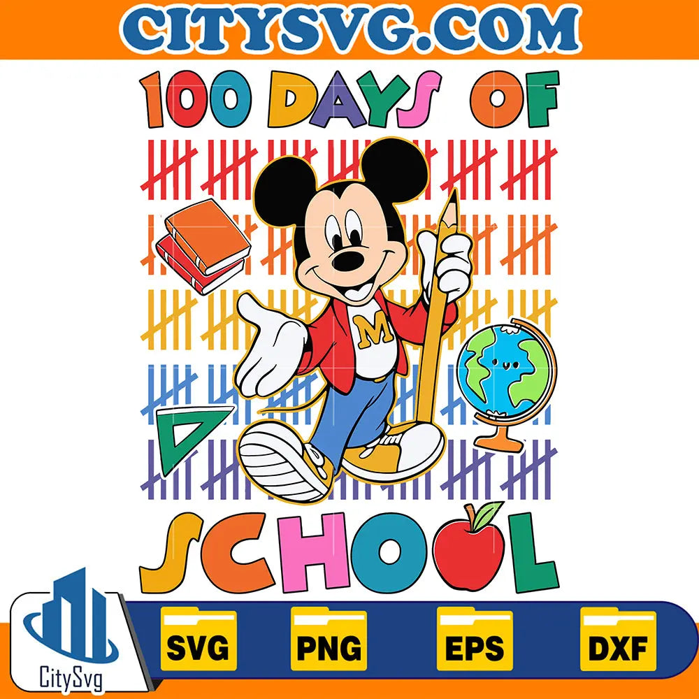 Mickey Mouse 100 Days of School Svg – CITYSVG