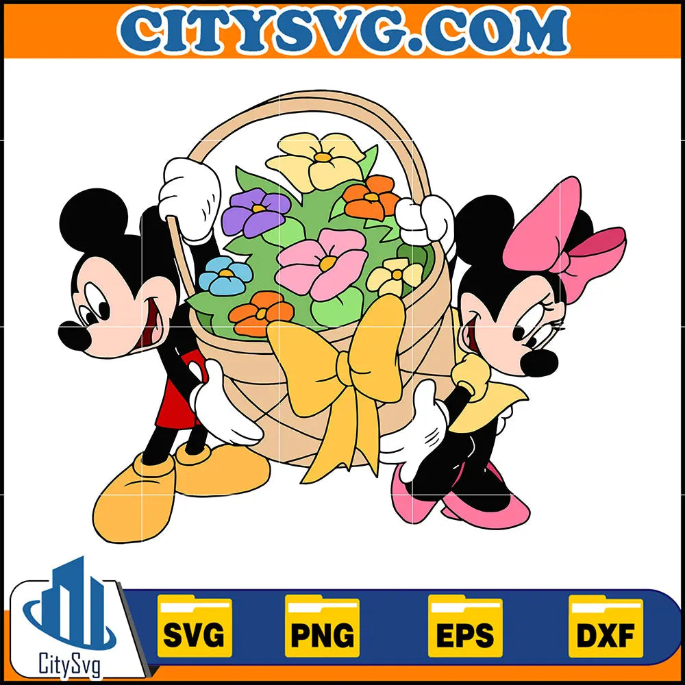 Mickey & Minnie Easter Svg, Easter Svg Cut Files For Cricut, Silhouett ...
