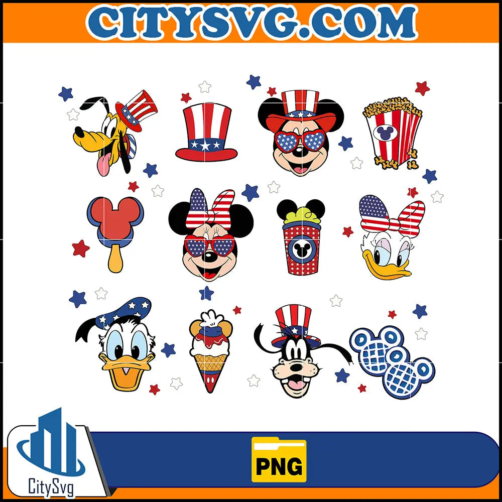 Mouse And Friends PNG, Cartoon 4th July Png, Fourth Of July Designs, I – CITYSVG