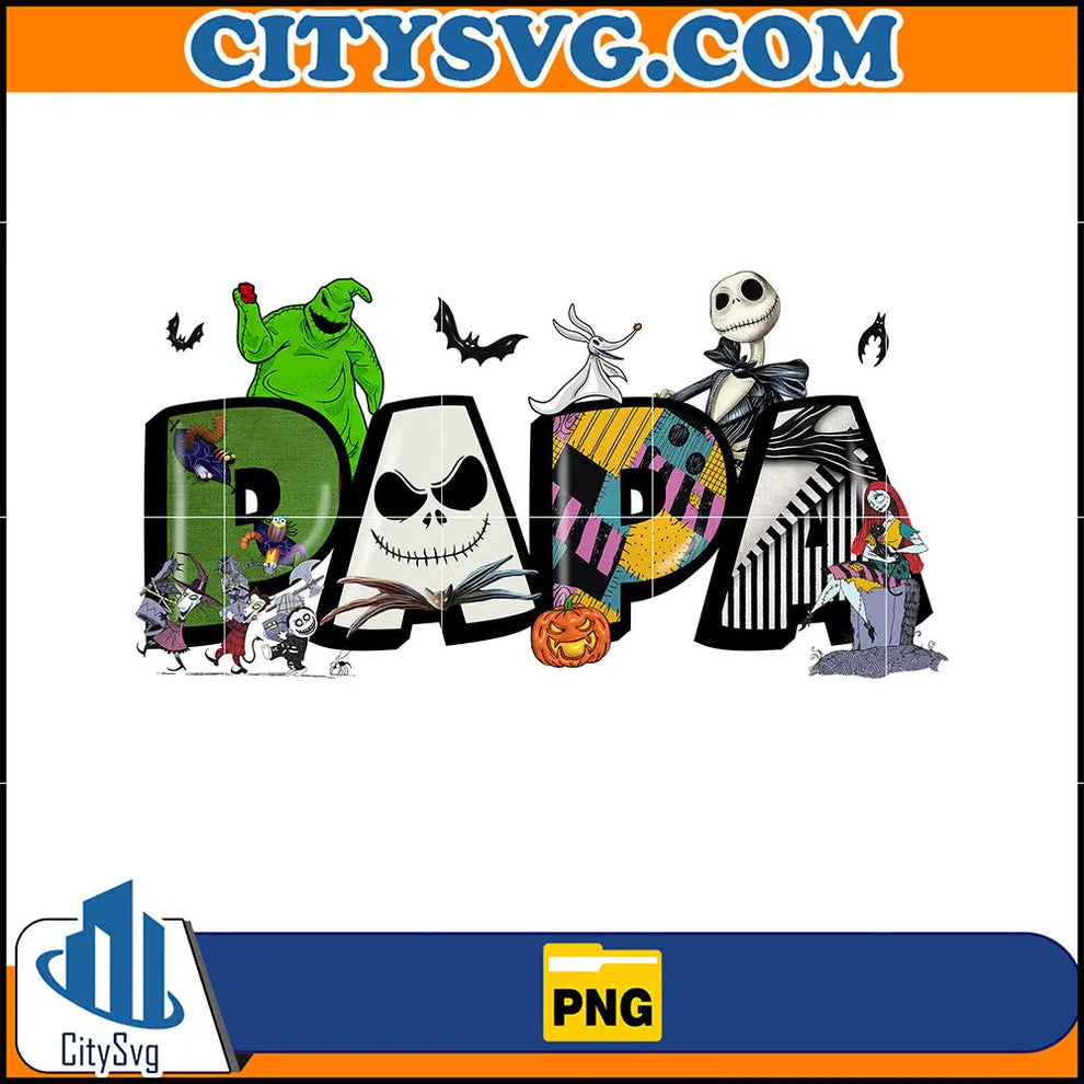 Papa Jack Skellington Png, Father's Day Word Png, Dad With Cartoon Des ...