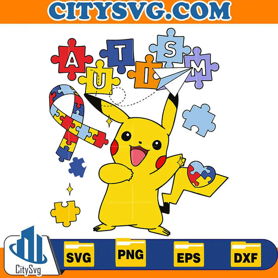 Pikachu Autism Ribbon Svg – CITYSVG