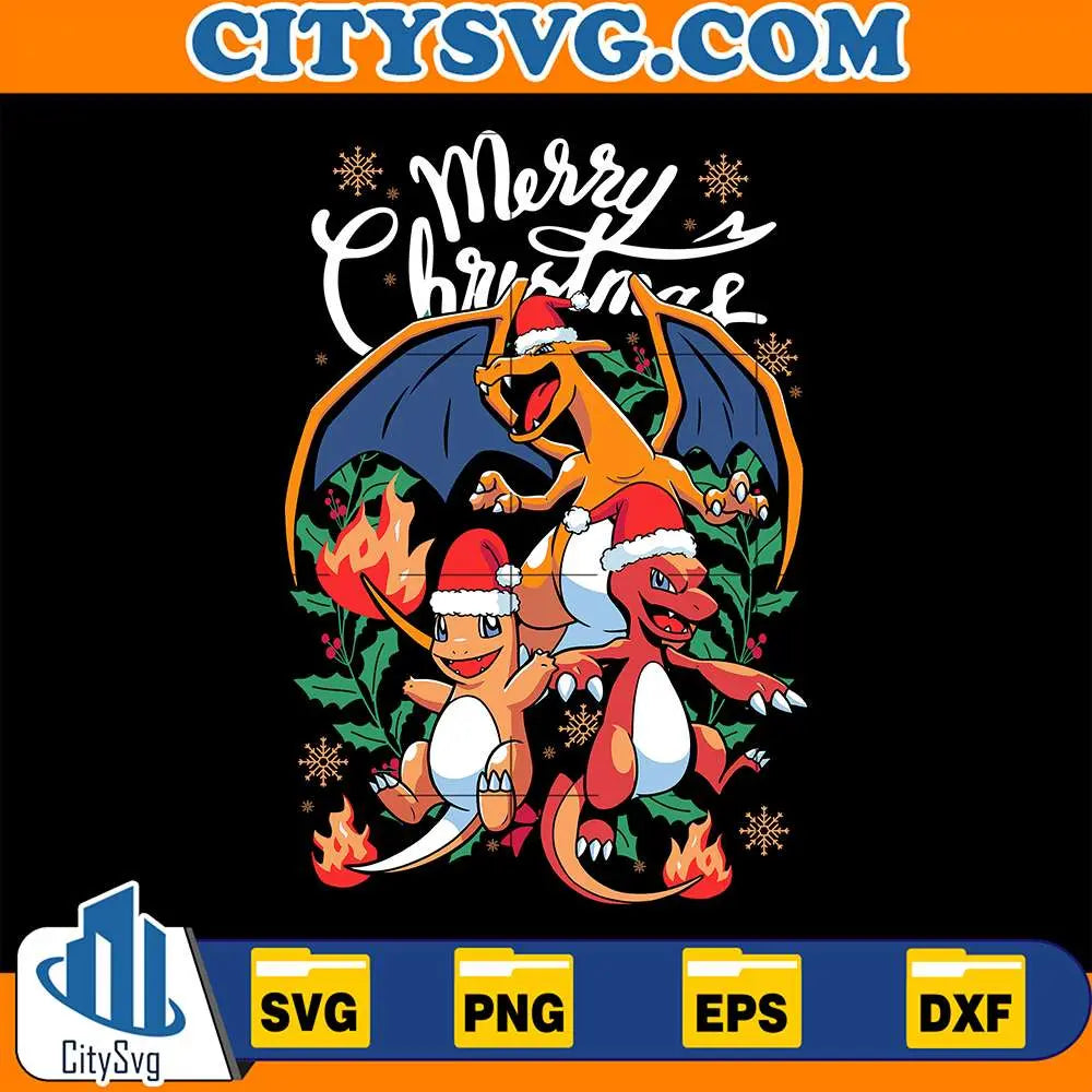 Pokemon Charizard And Charmander Charmeleon Christmas Svg – CITYSVG