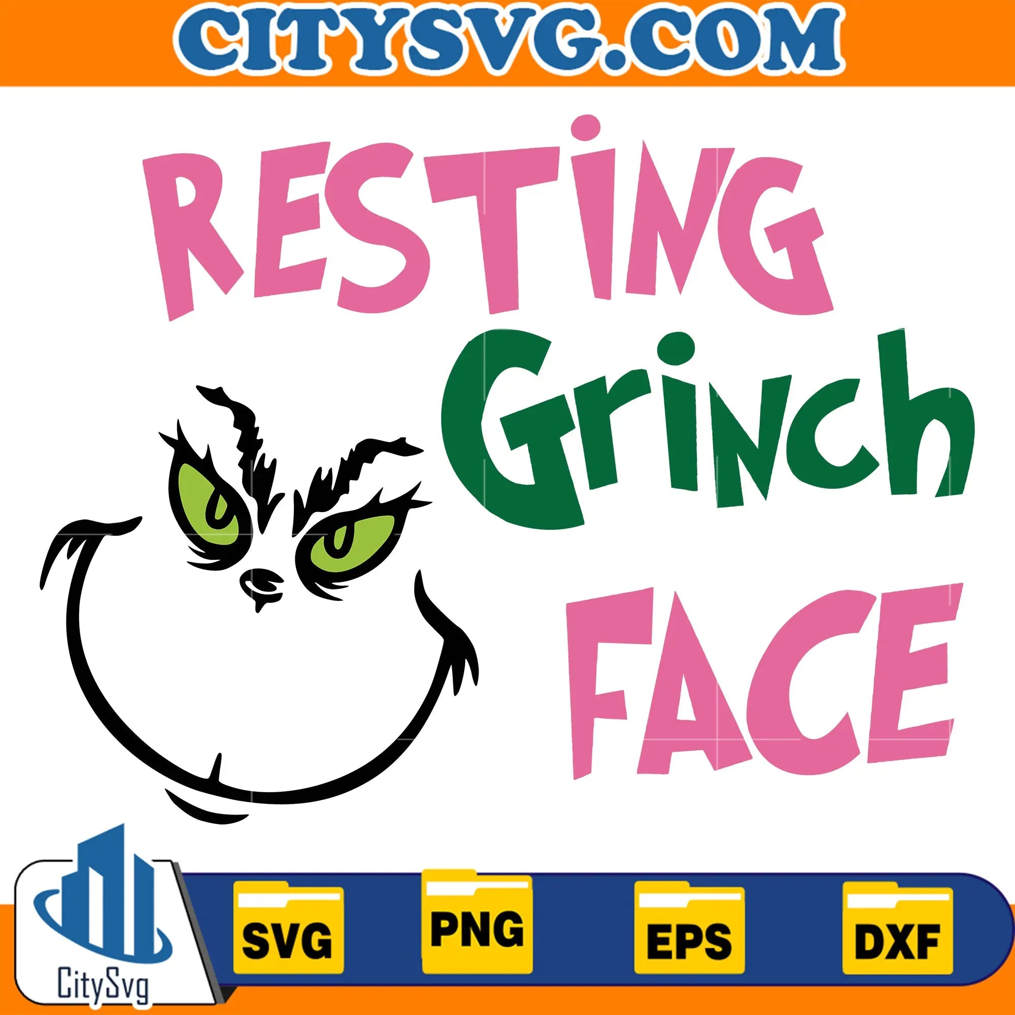 Resting Grinch Face Pink Christmas Svg – CITYSVG