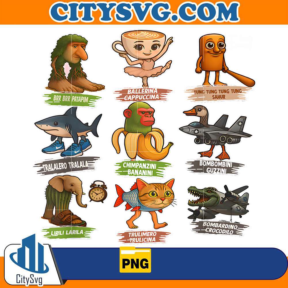 Retro Italian Brainrot Meme Funny All Brainrot Animals Humor Png – CITYSVG