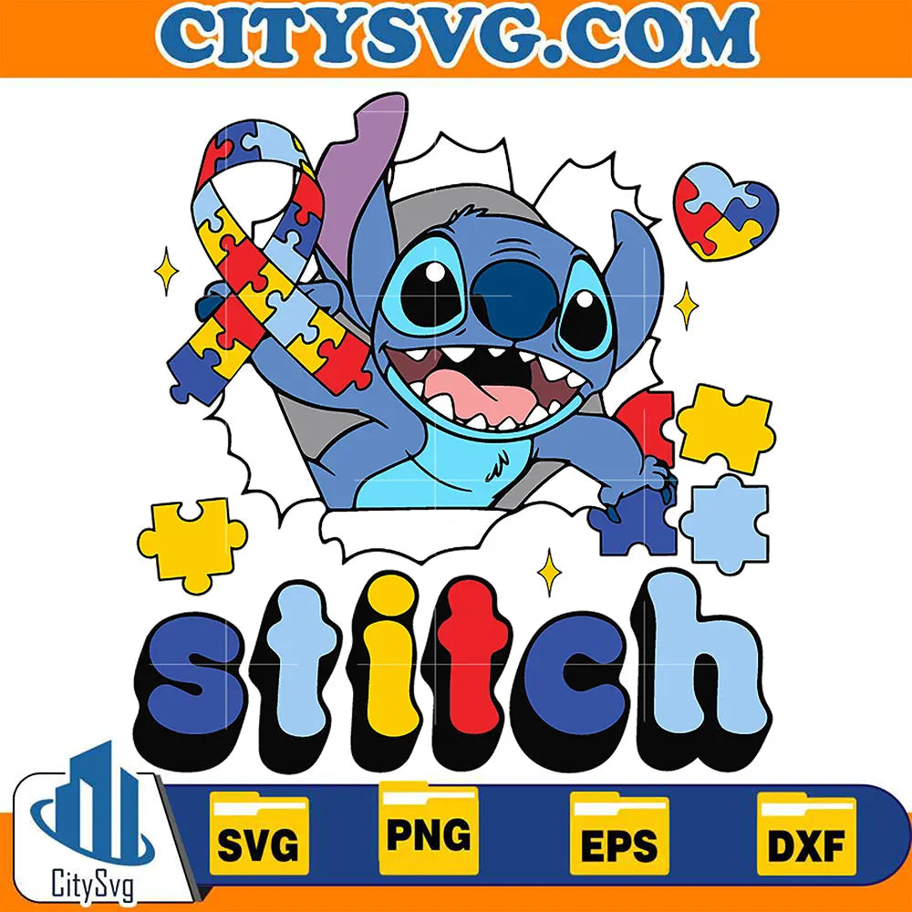 Stitch Autism Awareness Ribbon Svg – CITYSVG