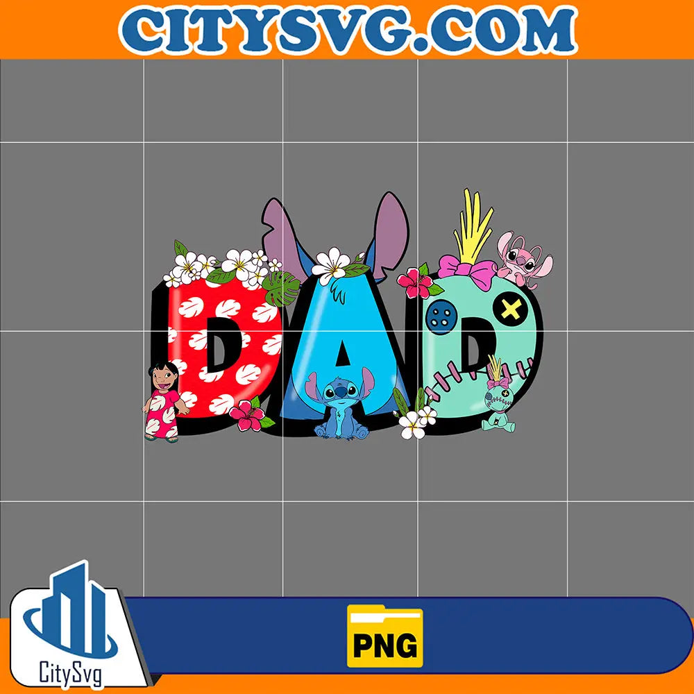 Stitch Dad Png, Cartoon Dad Png, Characters Letters Png, Doodle Story ...