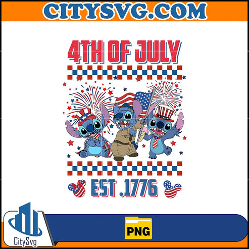 Stitch Happy 4th Of July Png, Cartoon 4th Of July Png, Instant Downloa ...