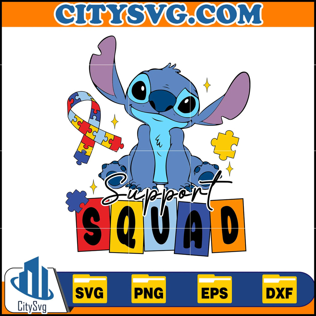 Stitch Squad Autism Svg, Funny Dog And Friends, Character Cartoon Frie ...