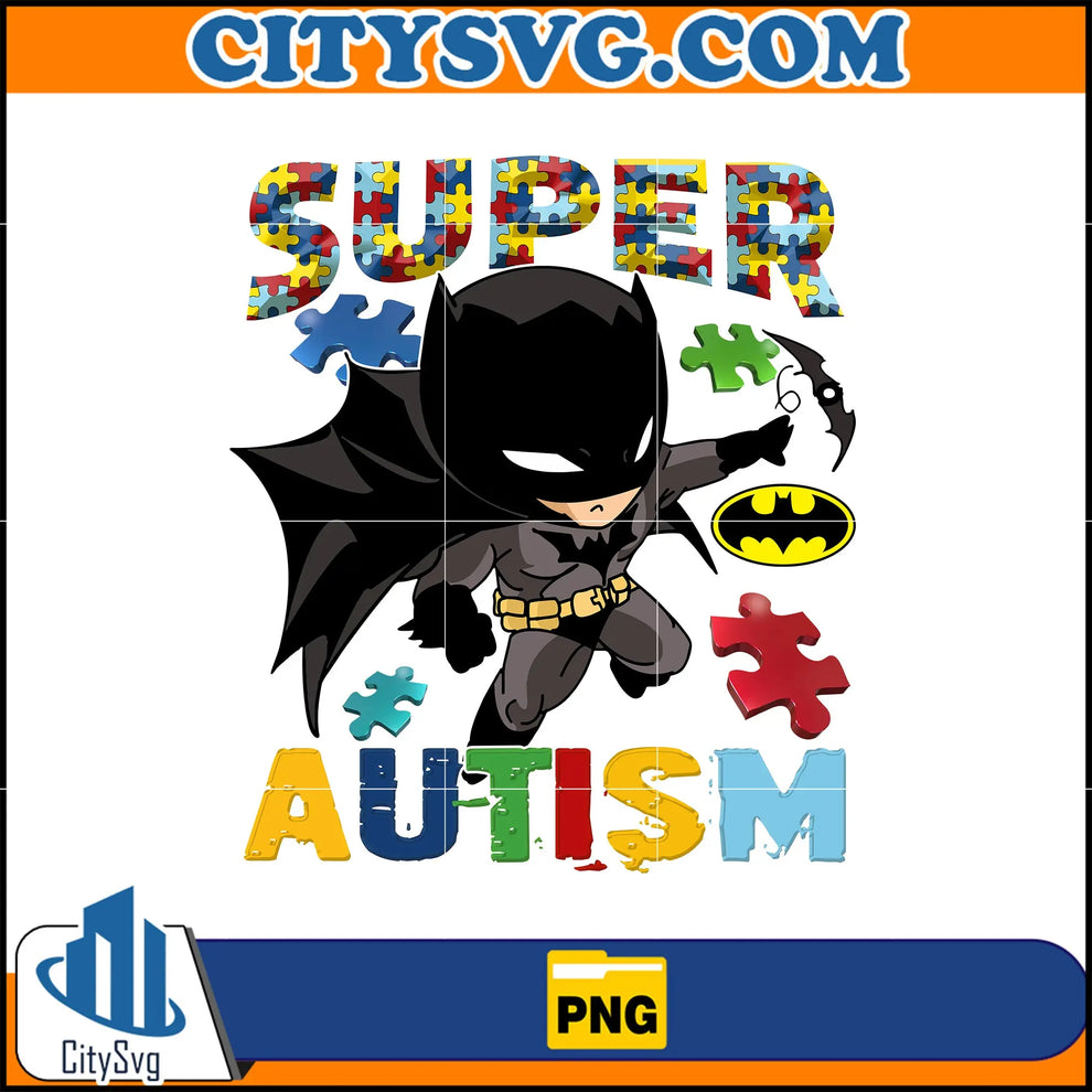 Super Batman Autism Png, Autism Awareness Sublimation, Character Carto ...